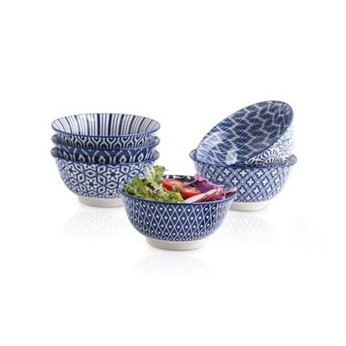 7 inches Porcelain Cereal Bowl Set - Set of 6, Soup Bowls, Ceramic ...