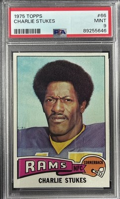 1975 Topps football card #66 Charlie Stukes, Los Angeles Rams PSA 9 Set ...