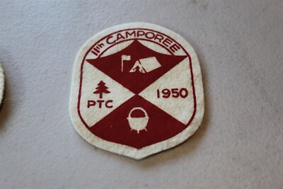 BOY SCOUTS 1950 11TH ANNUAL CAMPOREE PATCH PINE TREE COUNCIL BSA FELT ...