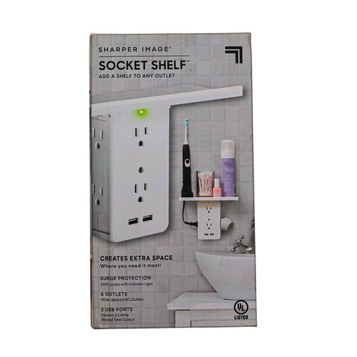 Sharper Image Surge Protection Socket Shelf 8in x 3.25in White | eBay