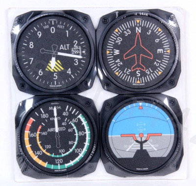 COASTER Set of 4 Classic Airplane Instrument Panel Sealed NEW Unopened ...