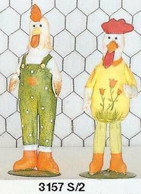 Hoff Interior 3157 Funny Chickens Set of 2 17 cm Figures Standing on a ...