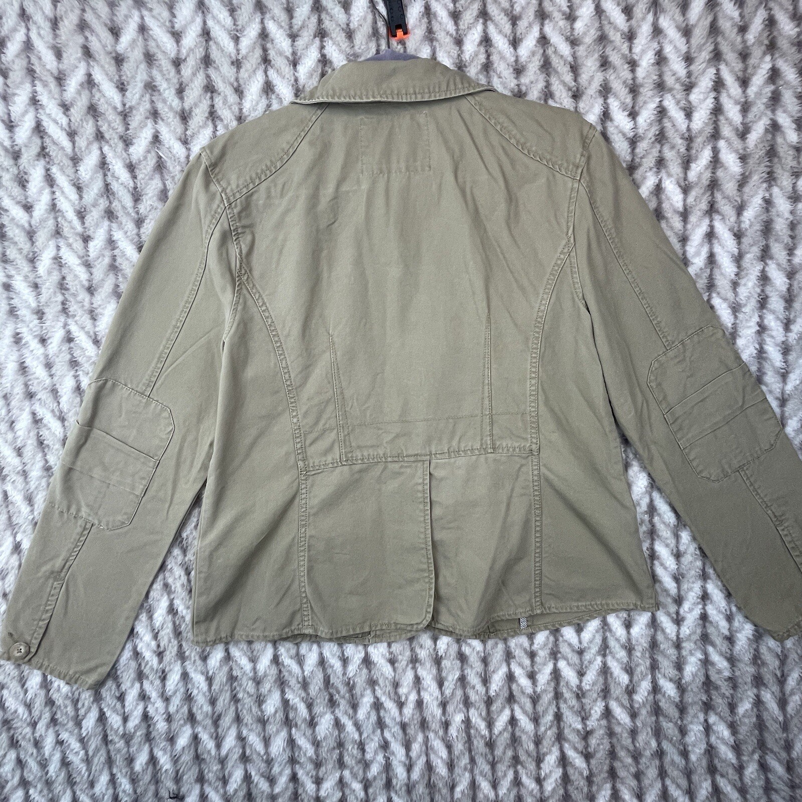 womens large RuffHewn well worn beige long sleeve button up cargo ...