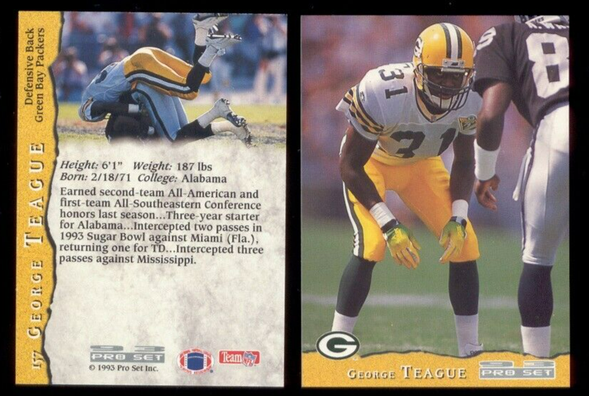 1993 Pro Set GEORGE TEAGUE Green Bay Packers Rookie Card | eBay
