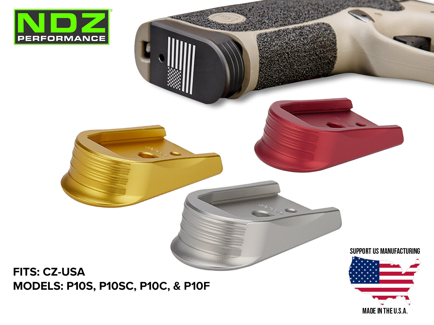 NDZ CZ P10C, P-10 F, P 10SC, S Magazine Base Plate Finger Extension 9mm ...