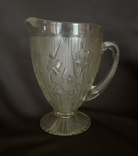 Vintage Jeannette Depression Glass Pitcher Iris & Herringbone Pattern ...