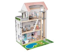 Playtive Wooden Doll’s House Play Set With 2 Dolls & 31 Pieces of ...