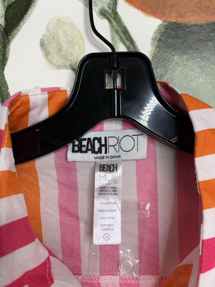 BEACH RIOT Alexa Top Shirt Sunset Stripes Button Front Oversized Cover ...