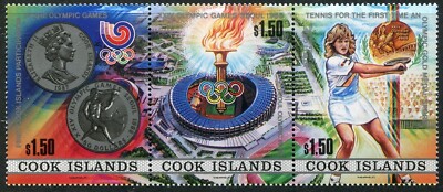 Cook Islands 998 ac strip, MNH.Mi 1256-1258. Olympics Seoul-1988 ...