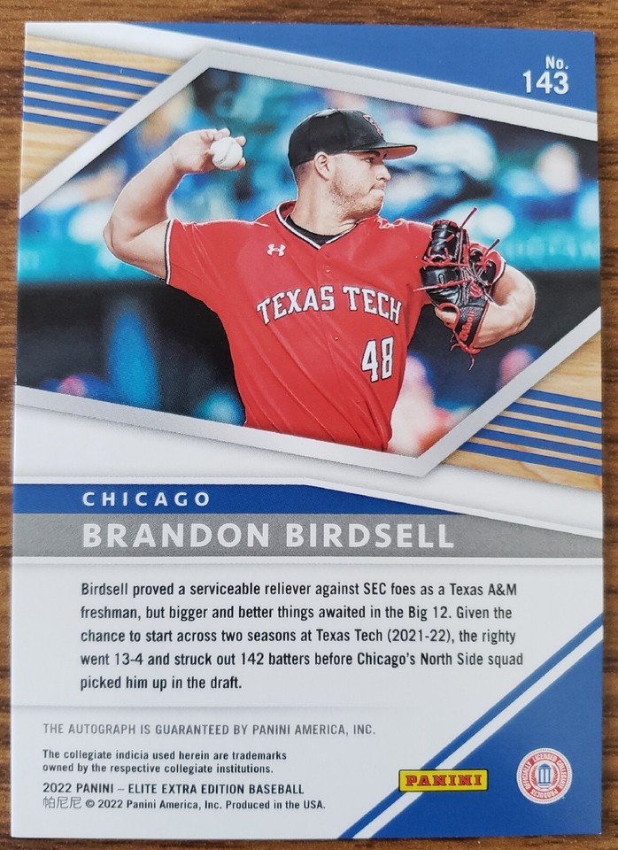 Brandon Birdsell 2022 Elite Extra Edition Autograph. Chicago Cubs ...
