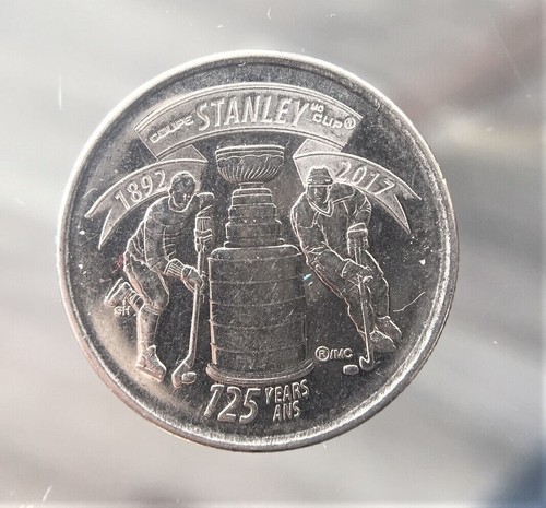 2017, CANADIAN, 25 CENT COIN, 125TH ANNIVERSARY OF THE STANLEY CUP NHL ...