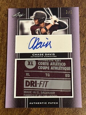 CHASE DAVIS 2019 LEAF PERFECT GAME AUTOGRAPH TAG PATCH #2/2 ARIZONA ...
