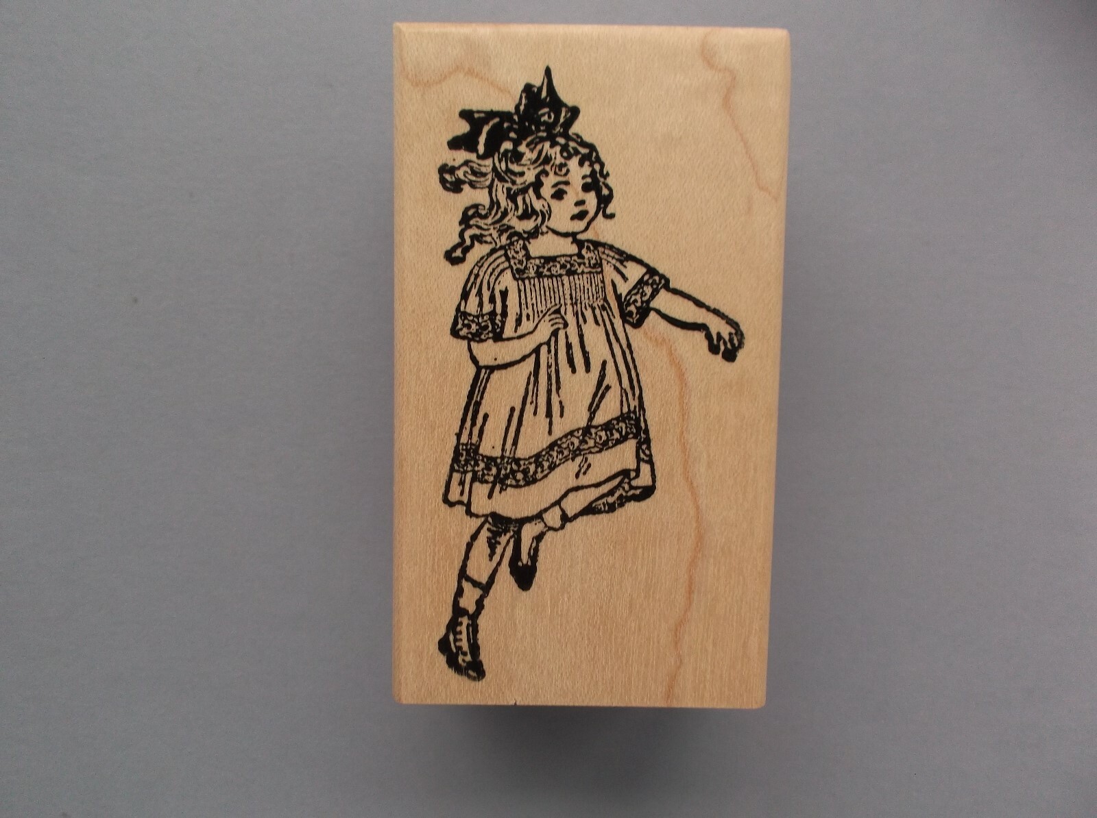 100 PROOF PRESS RUBBER STAMPS GIRL SKIPPING NEW wood STAMP LAST ONE | eBay