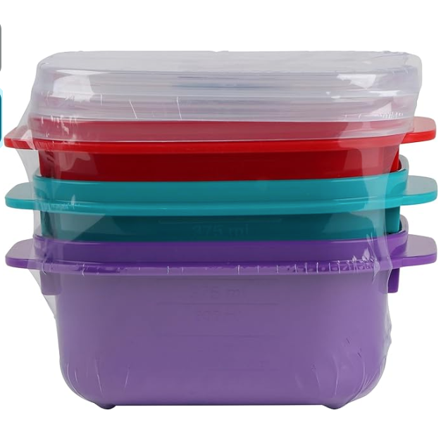 Decor Microsafe Oblong Food Container Storage Pack of 3 375ml Capacity ...