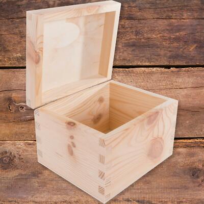Small Rectangular Wooden Box with Lid | 14x12x10.5 cm | Plain ...