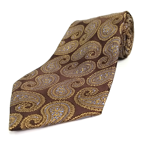 Charter Club Room Luxury Tie Brown Paisley Pattern Woven Silk Necktie ...