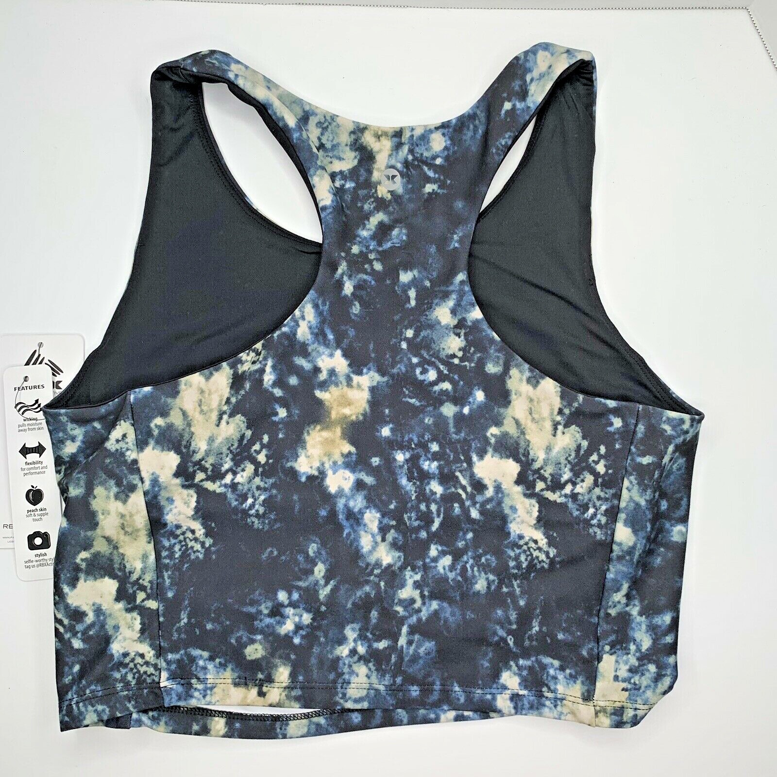 RBX Active Longline Racerback Sports Bra Size S Blue Spatter Dye ...