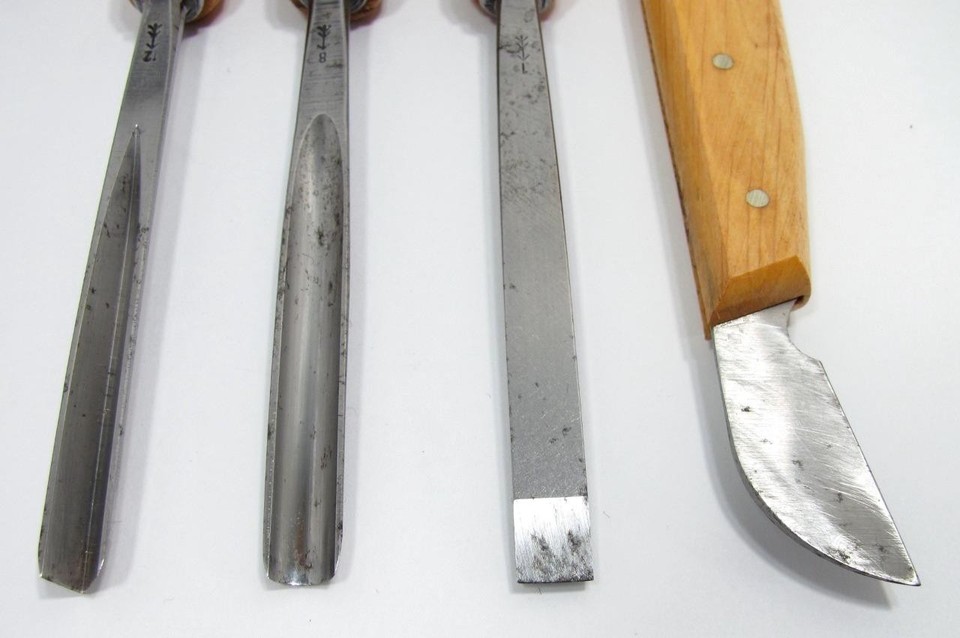 Pfeil Swiss Made Carving Chisel 4 Piece Set Gouge V Parting Chip Knife ...