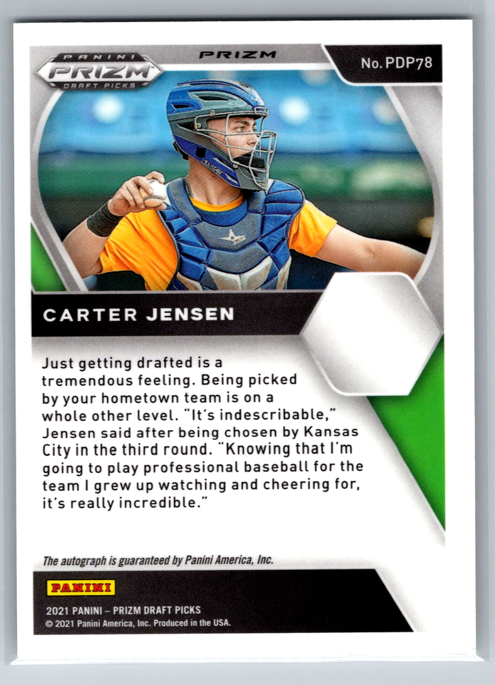 Carter Jensen 2021 Panini Prizm Draft Picks Silver Prizm Rookie Auto ...