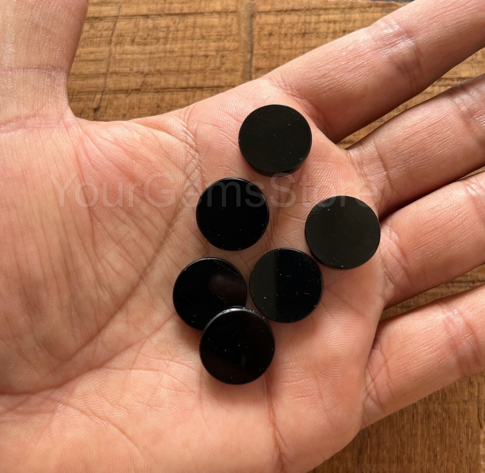 AAA Natural Black Onyx Round Coin Gemstone 6mm to 40mm Flat disc Loose ...