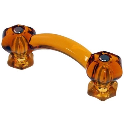 Set Of 6 Amber Glass Drawer Pulls Handles Furniture Hardware Vintage ...
