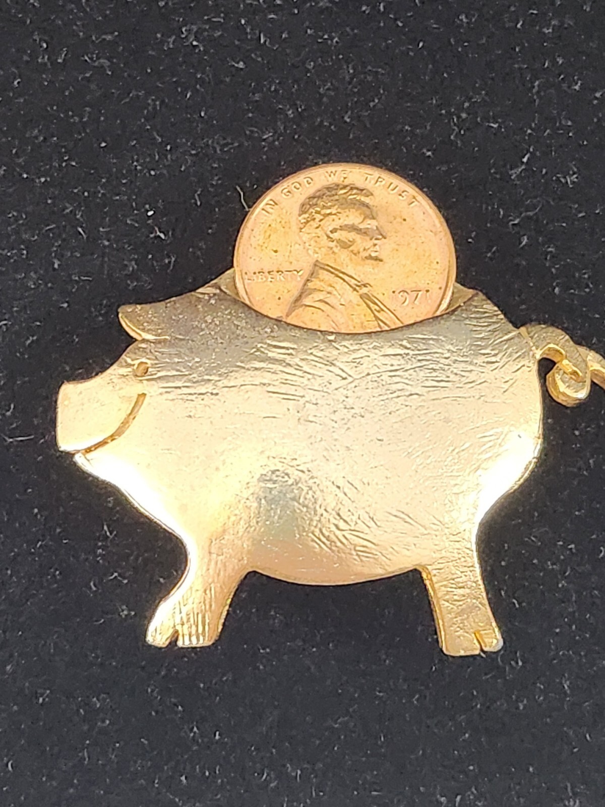 Vintage ULTRA CRAFT Signed Gold Tone Pig Piggy Bank R… - Gem