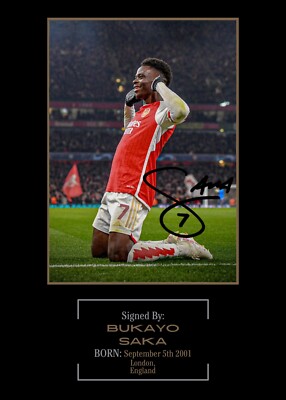 BUKAYO SAKA Signed ARSENAL F.C. FOOTBALL SOCCER Printed Autograph Photo ...
