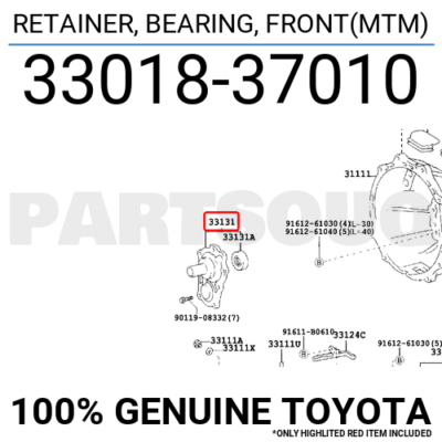 3301837010 Genuine Toyota RETAINER, BEARING, FRONT(MTM) 33018-37010 | eBay