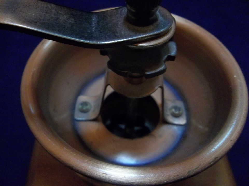 Cafe Copper Plated Wood Manual Rustic Coffee Bean Grinder | eBay
