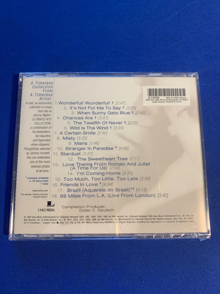 Johnny Mathis “The Ultimate Hits Collection” (CD)……...BRAND NEW ...