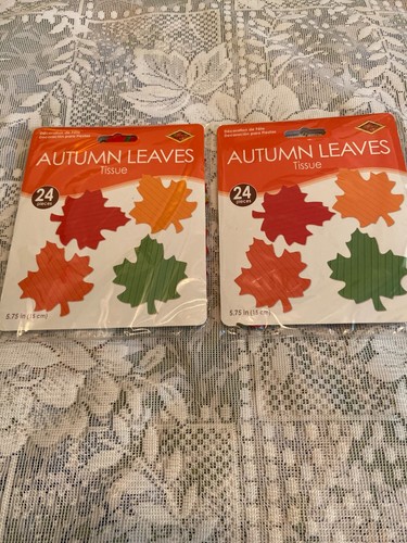 Beistle AUTUMN LEAVES TISSUE Cut Outs 5.75 in. Multi Color 2/24 pc ...