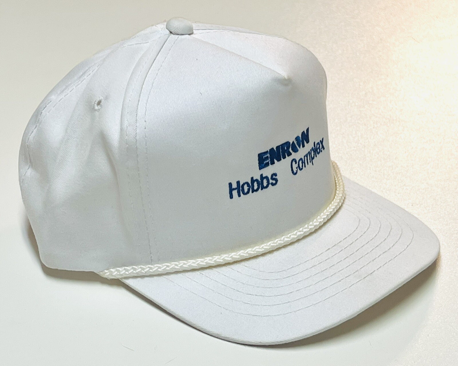 Vintage Enron adjustable rope Hat Cap white 1990s Rare - Gem