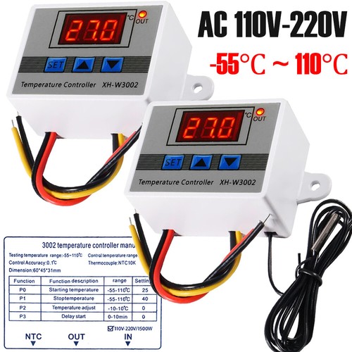 2PC AC110V Temperature Controller Incubator Digital Thermostat Switch ...