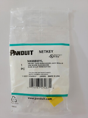 Panduit NK688MYL Netkey CAT6 RJ45 8-position 8-wire Jack Module, Yellow ...