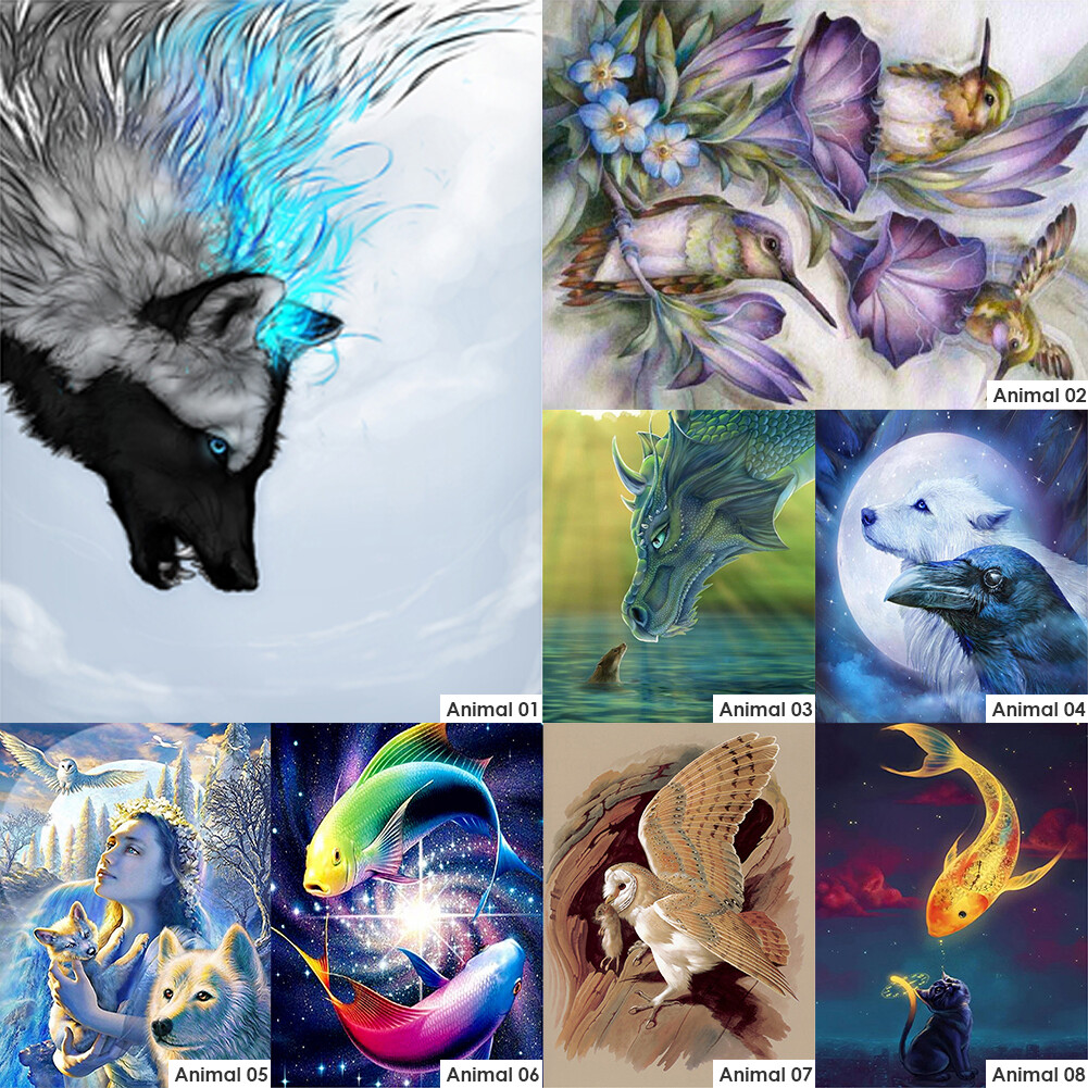 AU 5D DIY Full Drill Diamond Painting Vivid Animal Pattern Magic Cube ...