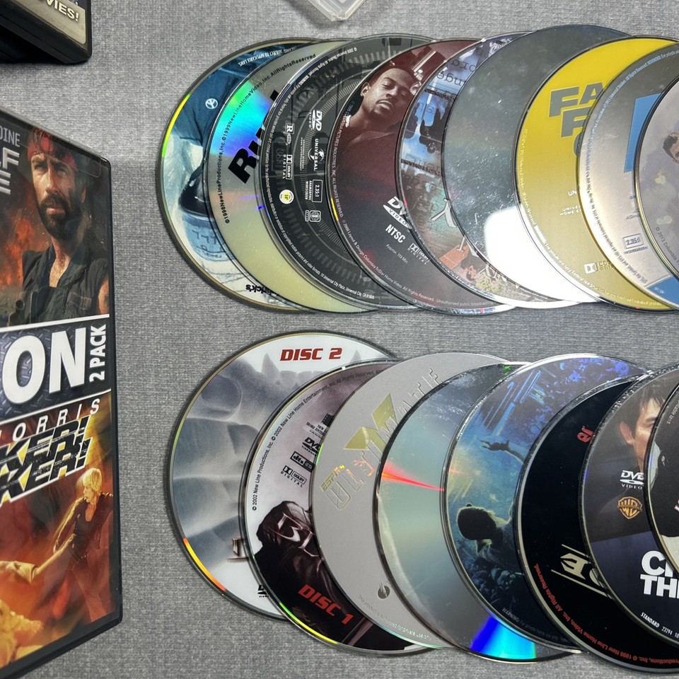 Lot of 50+ Used DVDs Blu Ray- Action What is Pictured Is The Actual Lot ...