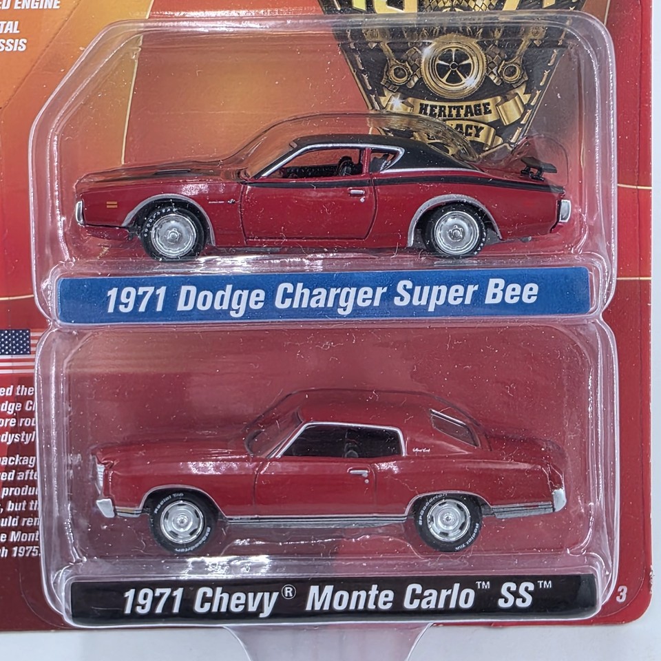 Johnny Lightning 1971 Dodge Charger Super Bee & 71 Chevy Monte Carlo SS ...