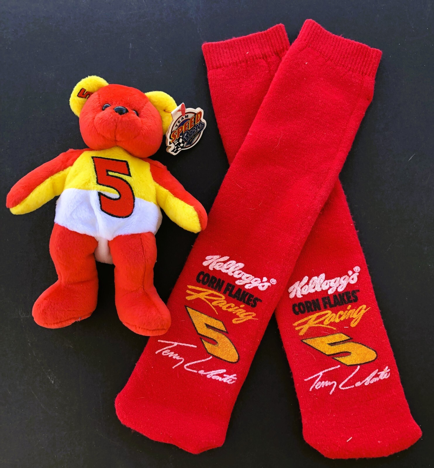 VINTAGE TERRY LABONTE #5 ADULT SLIPPER SOCKS & TEAM SPEED BEAR NASCAR ...
