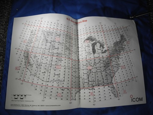 ICOM Ham Amateur Radio United States Grid Square Map Poster VHF/UHF 11 ...