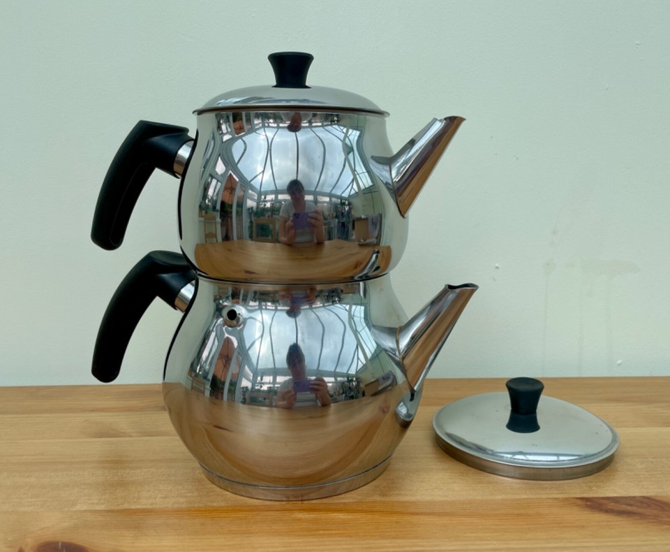 Traditional Teapot Stainless Steel Caydanlik Turkish Double Kettles XS ...