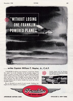 1939 Franklin Aircraft Engine Ad 10/23/2024t | eBay