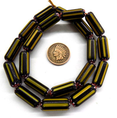 20 Yellow Jacket Chevron African Trade Beads T206N RT Museum Repo READ ...
