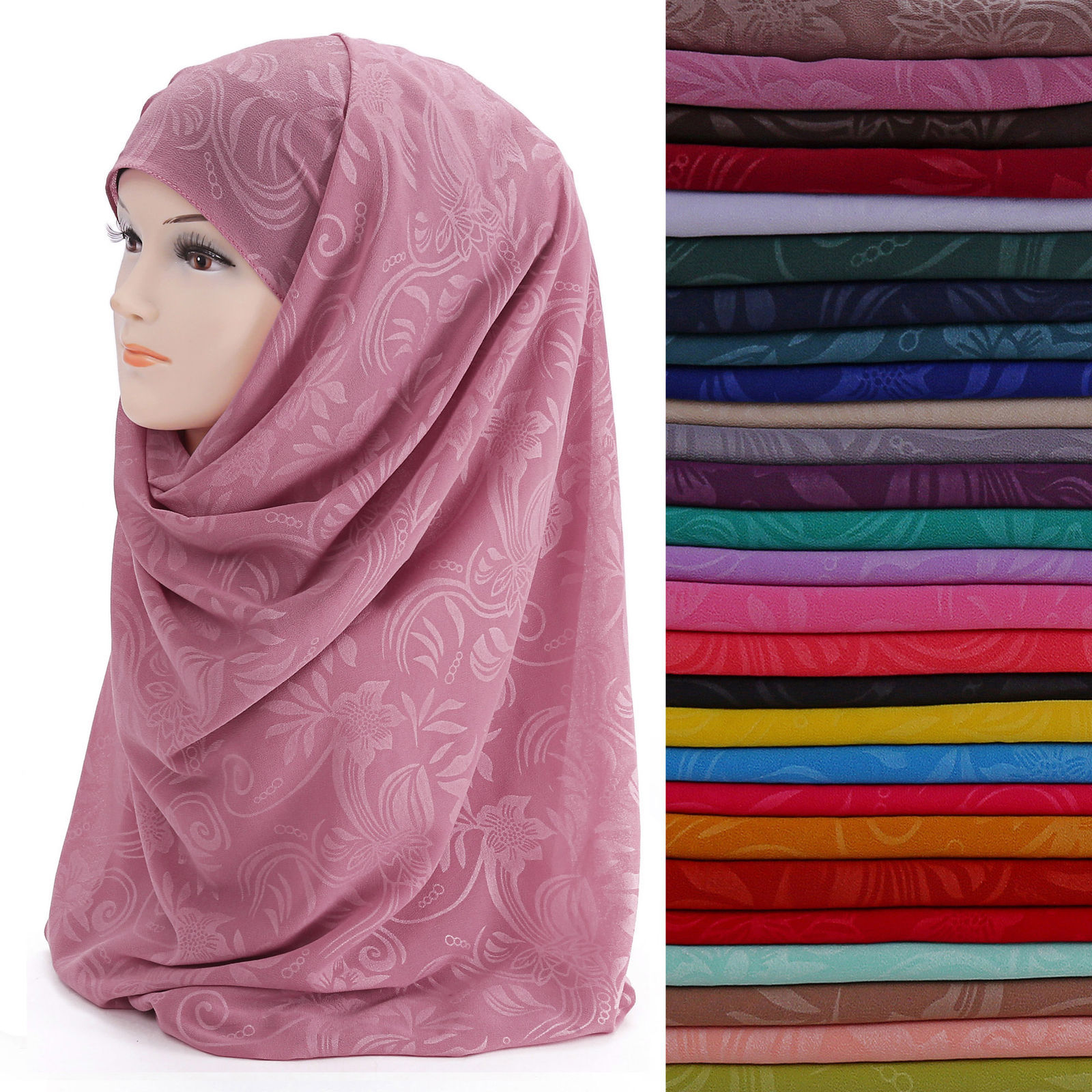 Floral Print Chiffon Muslim Hijab Scarf Shawl Head Wrap Headwear | eBay