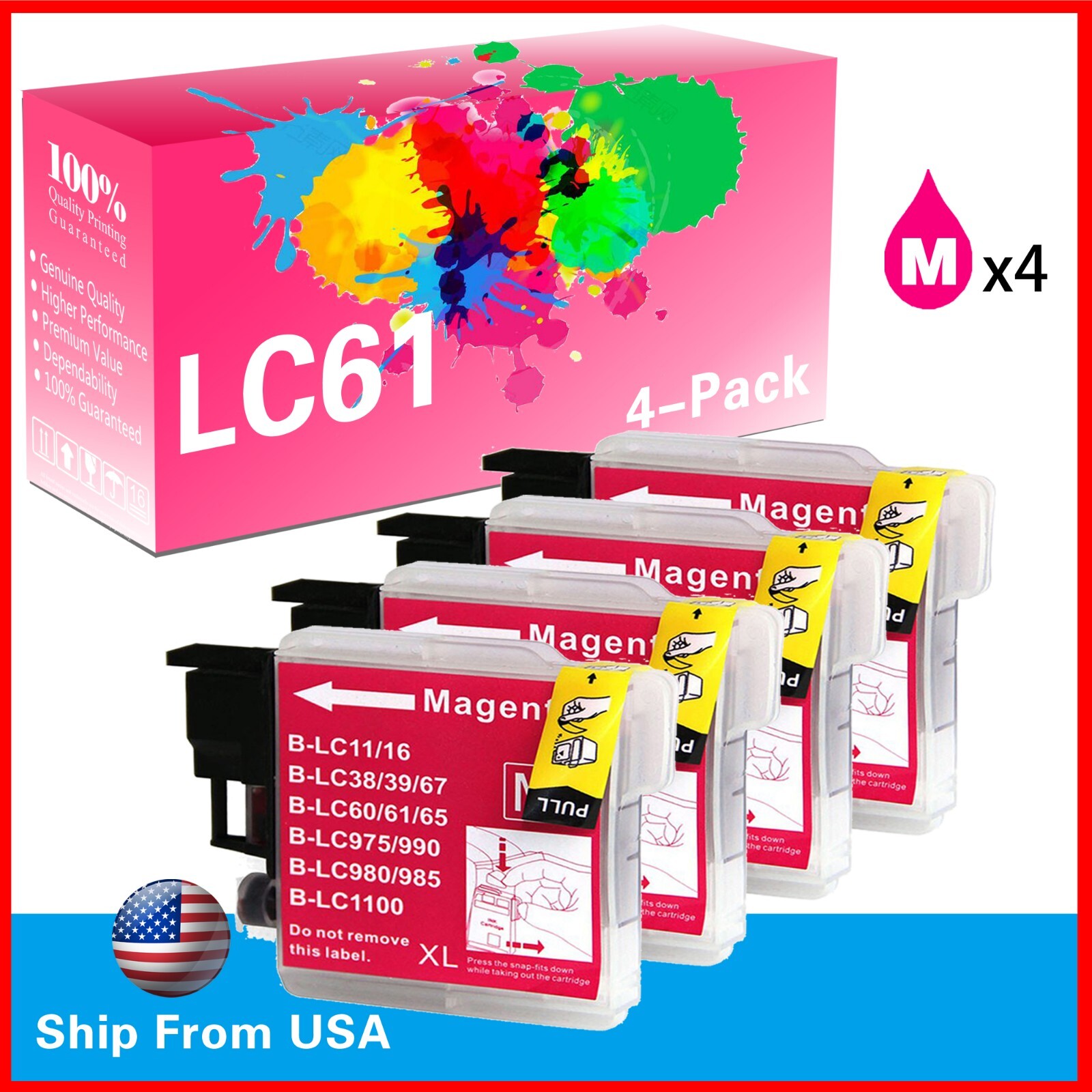 4PK LC61 LC 61 Ink Cartridge for DCP-165C 375CW Printer | eBay