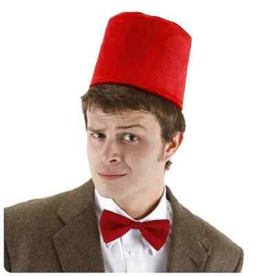 Doctor Who Fez Bow Tie Kit Red Hat Fancy Dress Halloween Adult Costume ...