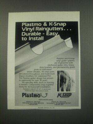 1991 Plastmo and K-Snap Gutter Systems Advertisement | eBay