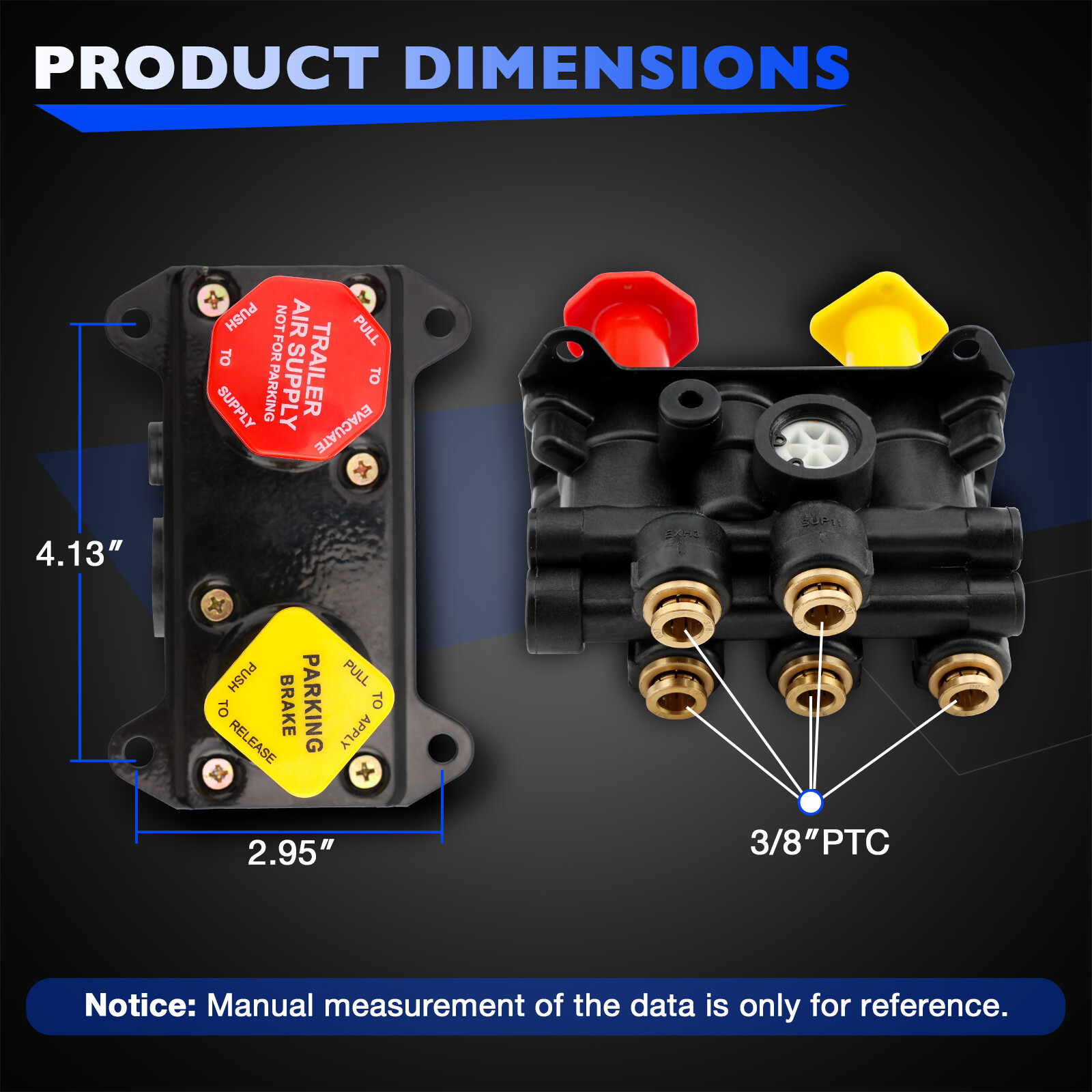 800257 MV-3 Dash Air Brake Control Valve For Bendix Freightliner ...