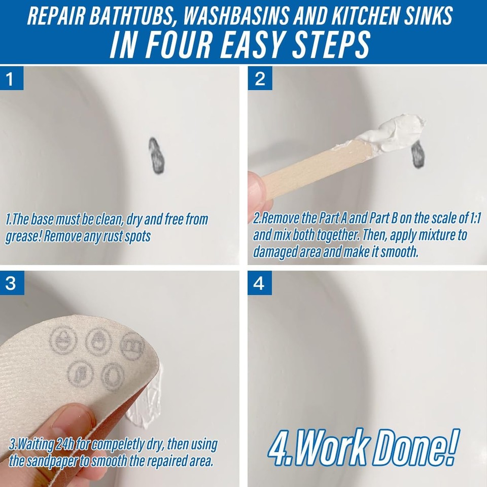 Cracked Porcelain Sink Repair Kit White, High-Gloss Porcelain Repair ...