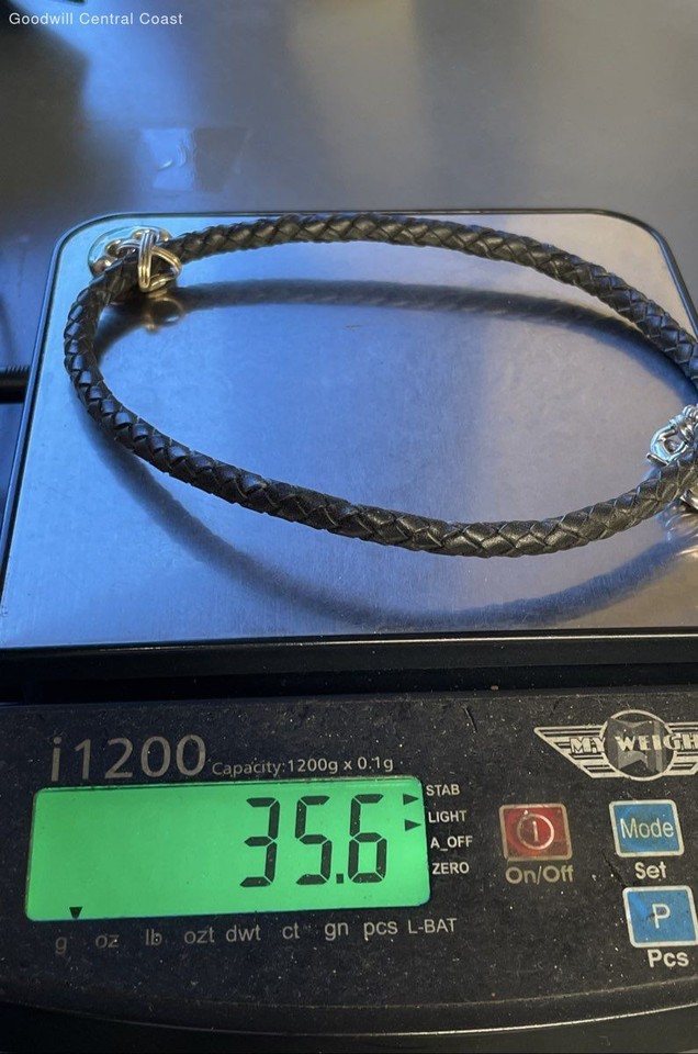 Judith Ripka 925 Silver Leather Necklace 925-18K Pendant W/ Turq. MOP ...