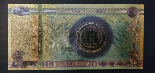 One Commerative 100 Bitcoin BTC Bank Note Crypto Banknote Gold Foil Bit ...